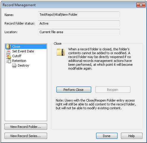 To access this dialog box, select a record folder or record, then ...
