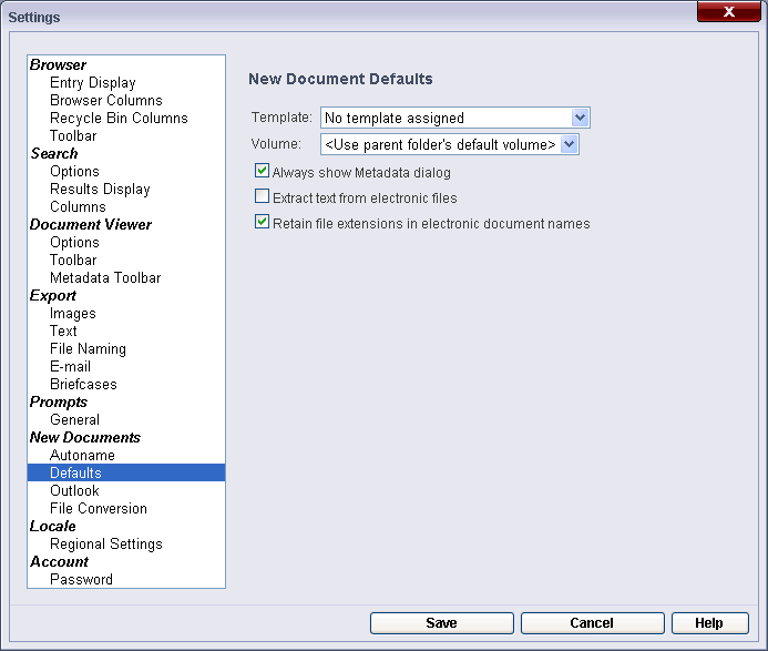 New Documents: Defaults