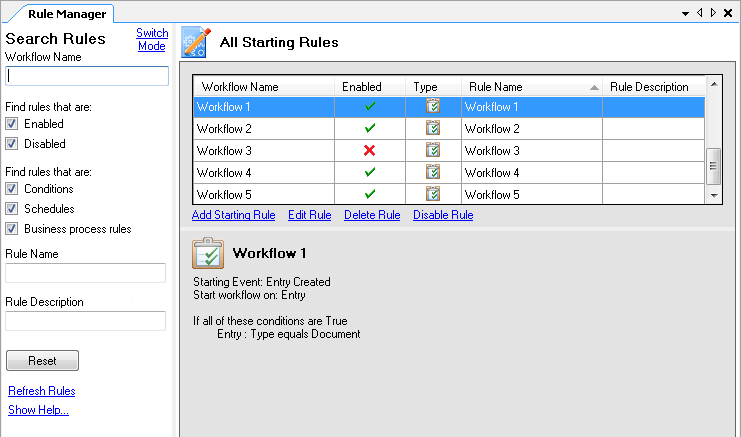 Search Starting Rules